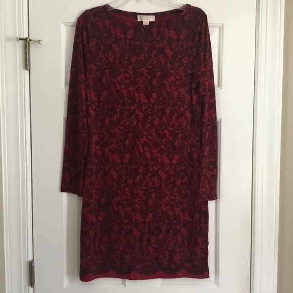 Michael Kors | Dresses | Nwt Michael Kors Red Black Lace Jersey Mini ...